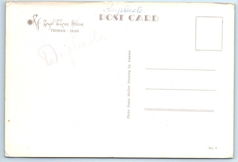 TEHRAN, IRAN ~ Birdseye View ROYAL TEHRAN HILTON c1960s-70s ~ 4½"x6½ ...