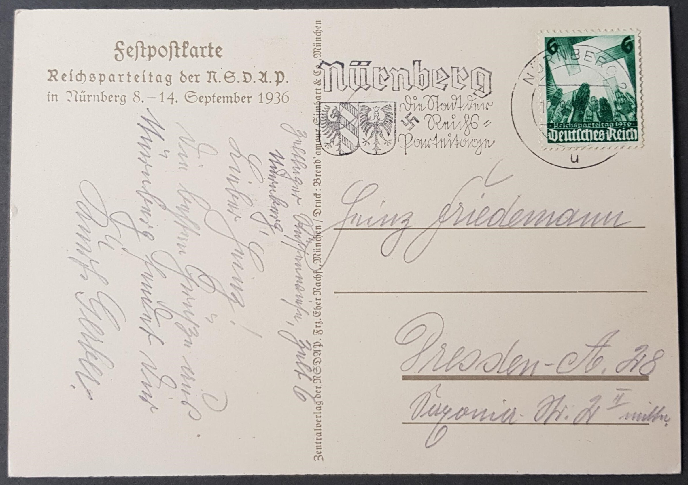 Germany Third Reich Original Nazi Propaganda Postcard Nsdap Nurnberg ...