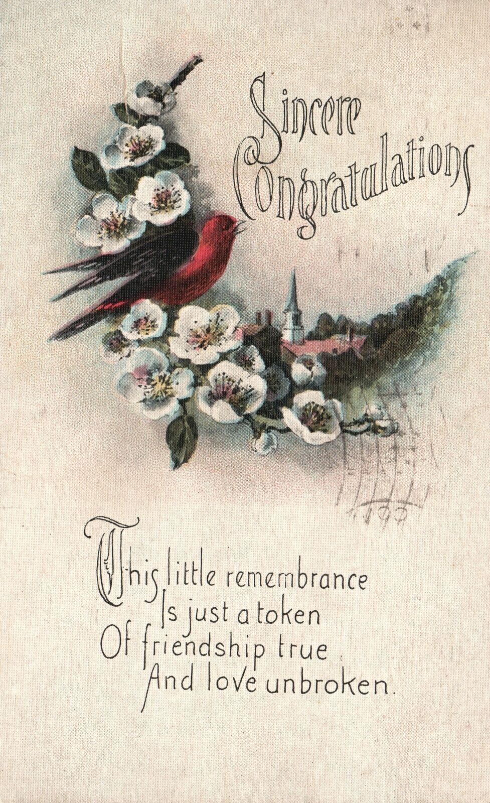 Vintage Postcard 1920's Sincere Congratulations This Little Remembrance ...