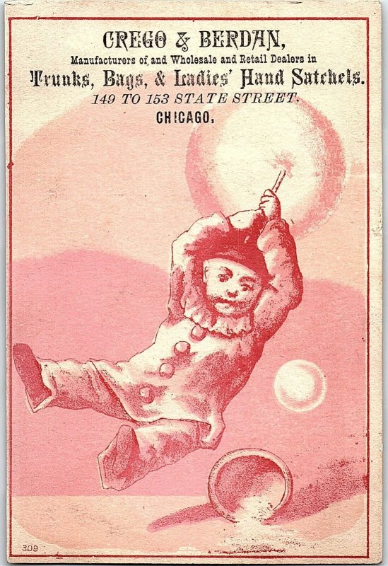 1880's Lovely Boy Clown Bubble Balloon Crego & Berdan Victorian Trade ...