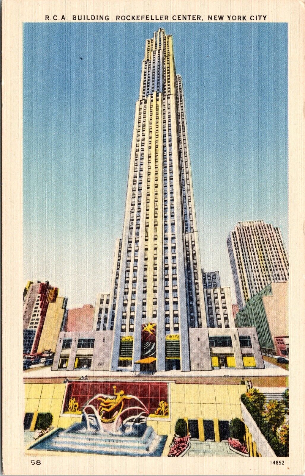 Rca Building Rockefeller Center New York City Linen Vintage Unposted ...
