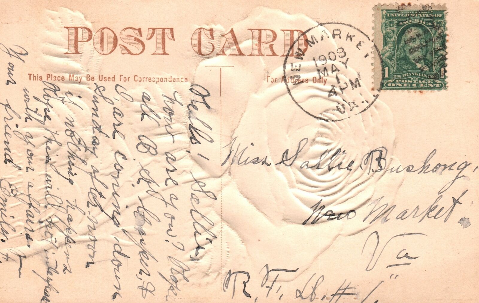 Vintage Postcard 1910's Happy Returns Greetings Wishes Embossed Rose ...