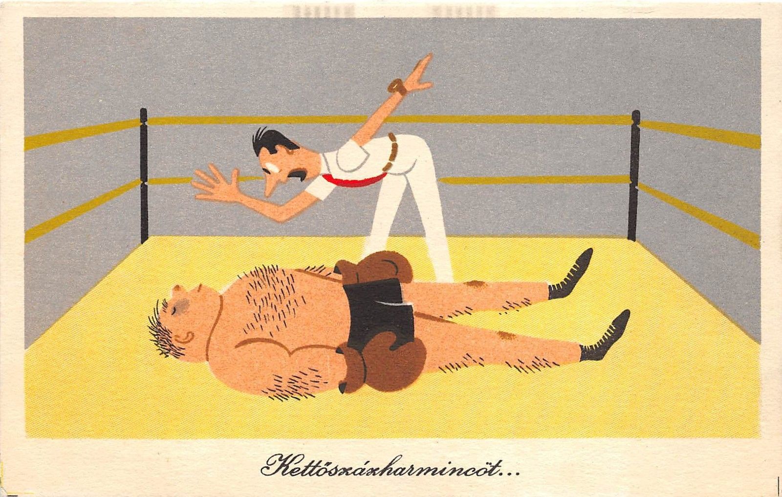 B82919 Boxing Hungary Nice Caricature KO box comic front/back scan ...