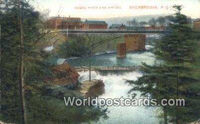 Magog River & Bridge Sherbrooke, PQ Canada Unused | Canada - Quebec ...