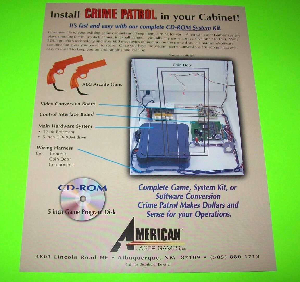 Crime Patrol Arcade Flyer Original NOS Promo Artwork American Laser ...