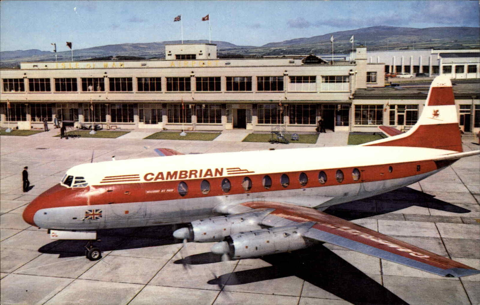 Isle of Man Airport Cambrian Airways Jet Airliner Vintage Postcard ...