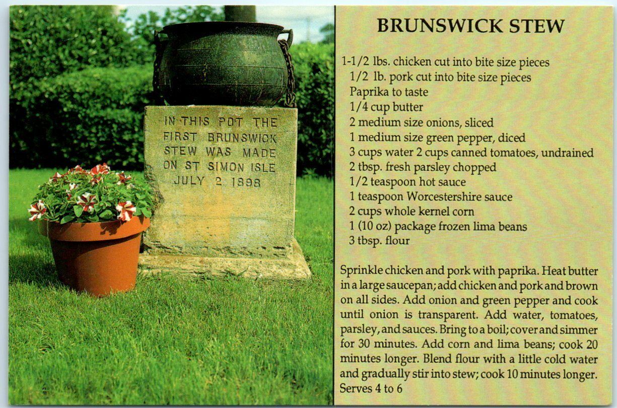 Postcard - Brunswick Pot & Stew Recipe, Georgia | Asia & Middle East ...