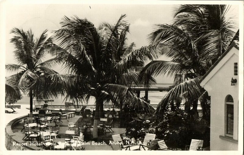 aruba, PALM BEACH, Resort Hotel Basi Ruti (1959) RPPC Postcard | Latin ...