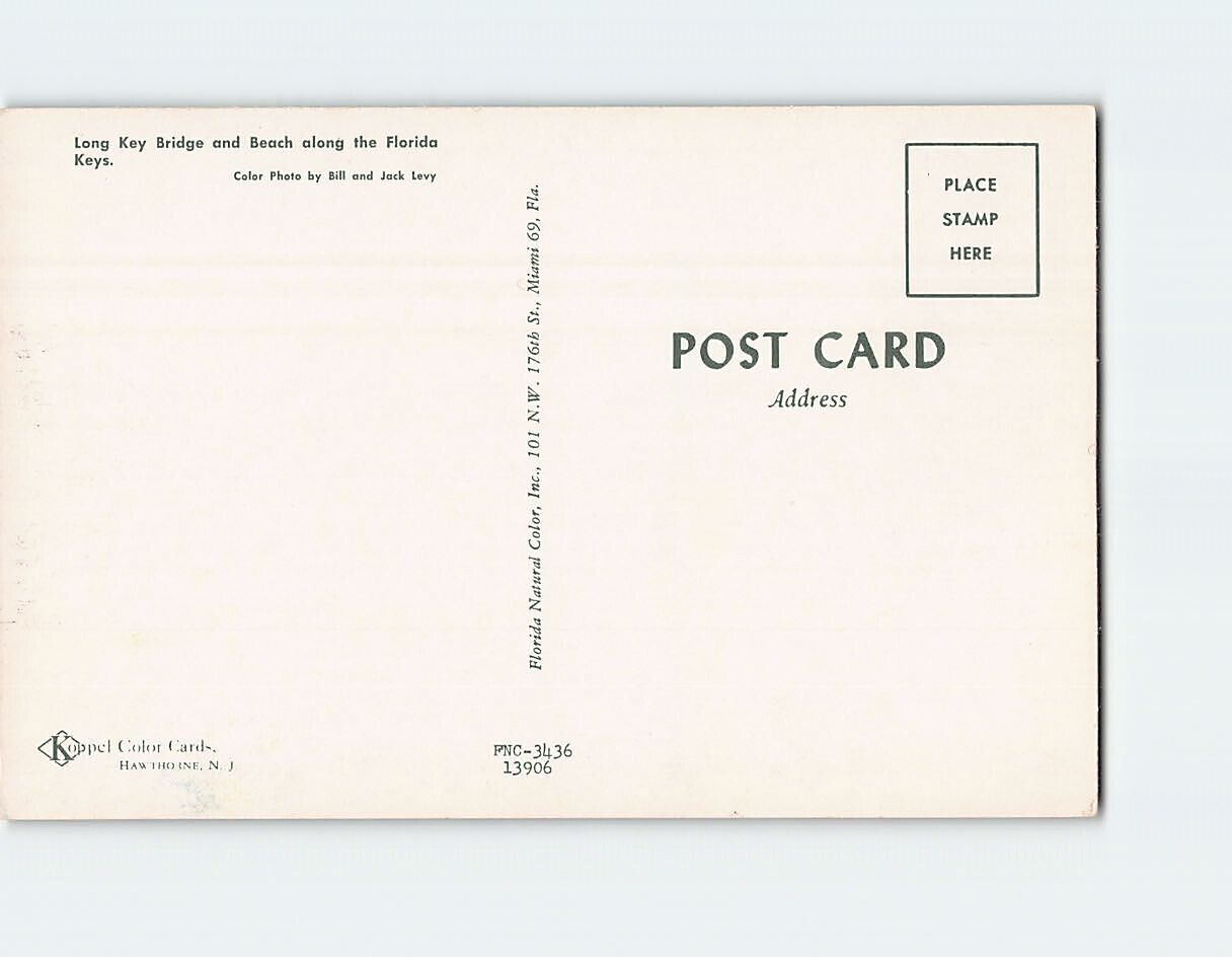 Postcard Long Key Bridge and Beach along the Florida Keys, Florida ...