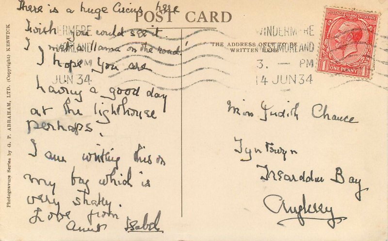 Postcard England Windermere Lake Belle Isle and Bowness panoramic ...