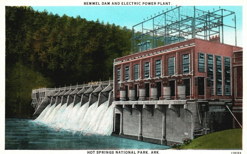 Vintage Postcard 1920's Remmel Dam & Electric Power Plant Hot Springs ...