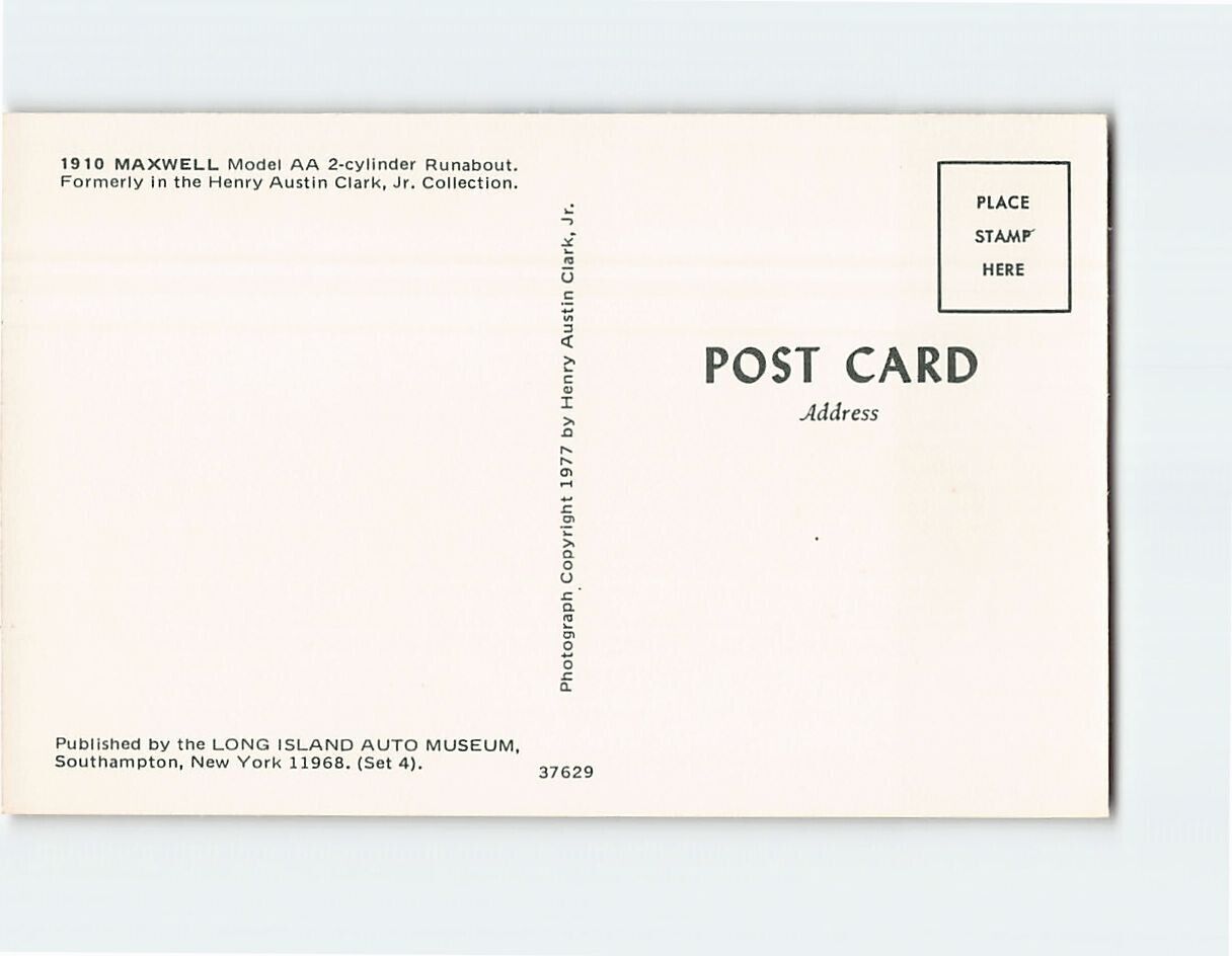 Postcard 1910 Maxwell, Model AA 2-cylinder Runabout, Long Island Auto ...