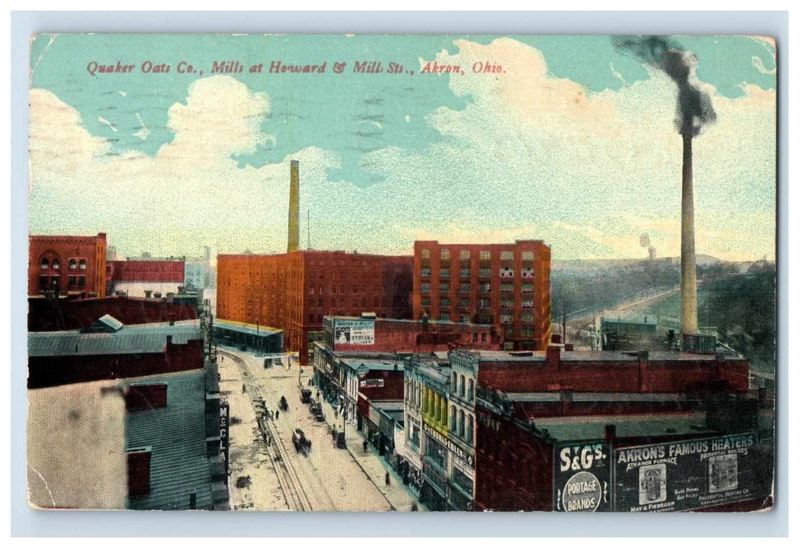1910s QUaker Oats Co. Mills At Howard & Mill. St. Arkon, Ohio Postcard ...