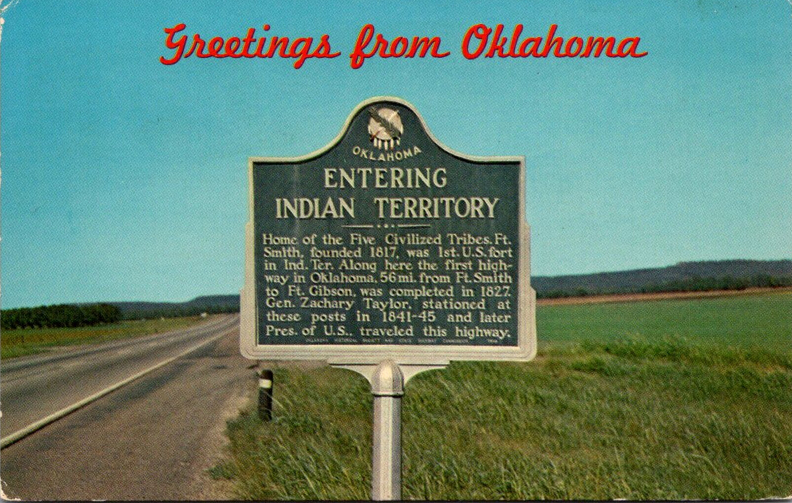 Oklahoma Greetings With Entering Indian Territroy Roadsidr Marker ...