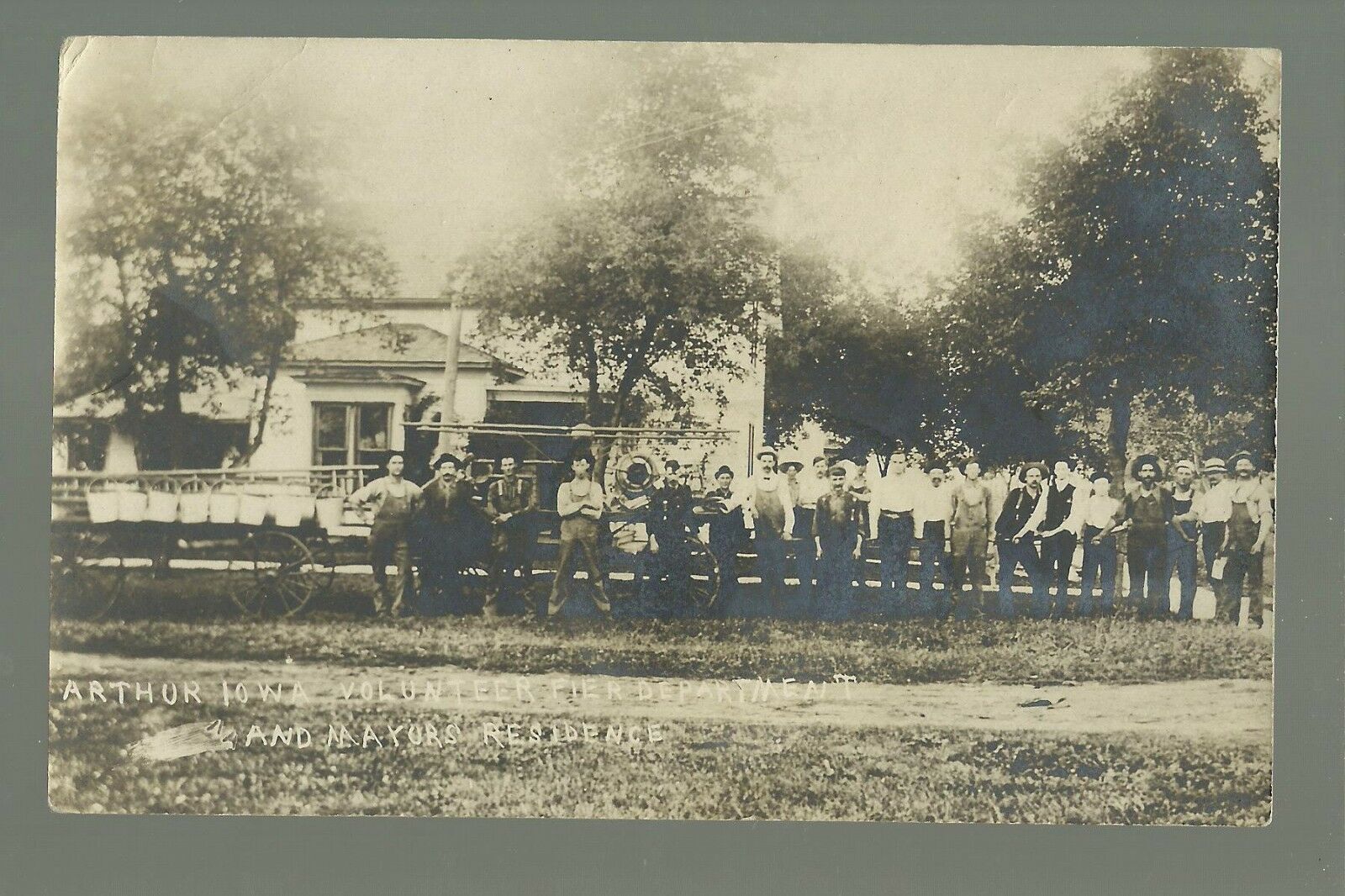 Arthur IOWA RPPC '07 FIRE DEPARTMENT Firemen nr Sac City Odebolt Ida ...