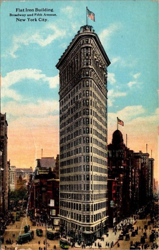 Vintage New York City Postcard - Flat Iron Building | United States ...