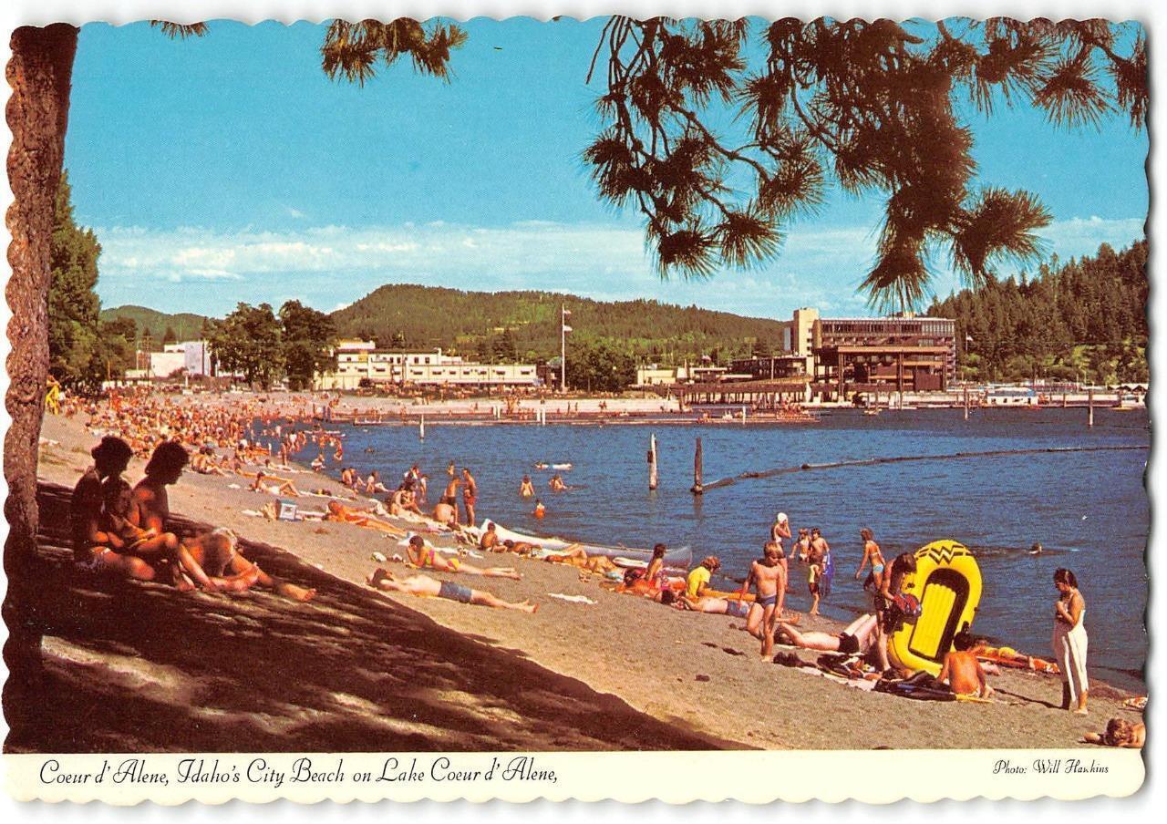 Lake Coeur d'Alene Idaho City Beach Independence Point Park 4x6 Vintage ...