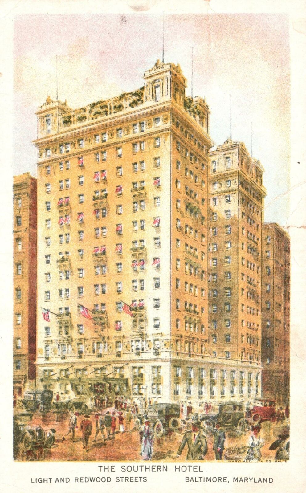 Vintage Postcard 1930's The Southern Hotel Light & Redwood Baltimore ...