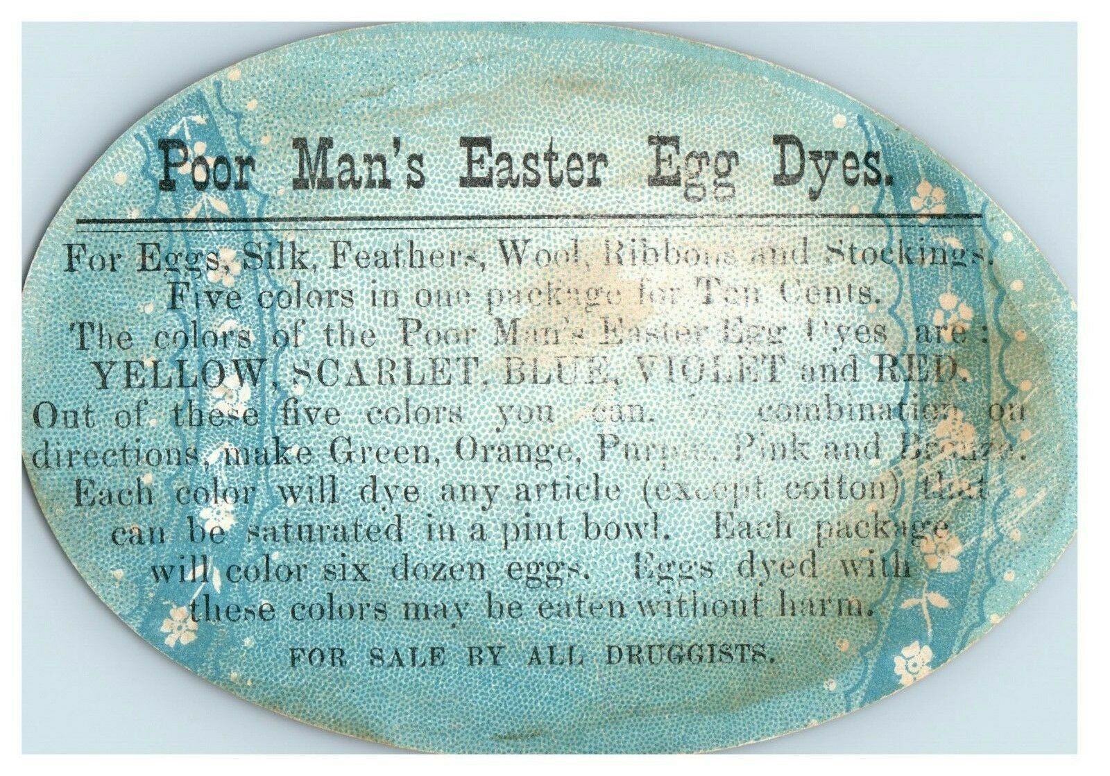 1880's Lovely Die-Cut Poor Man's Easter Egg Dyes Victorian Trade Card ...