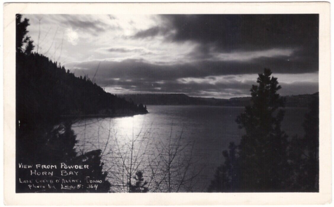 Powder Horn Bay, Lake Coeur d'Alene, Idaho, Vintage Real Photo Postcard ...