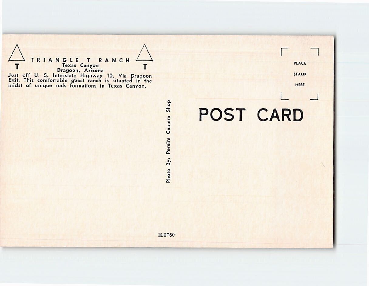 Postcard Triangle T Ranch Texas Canyon Dragoon Arizona USA North ...