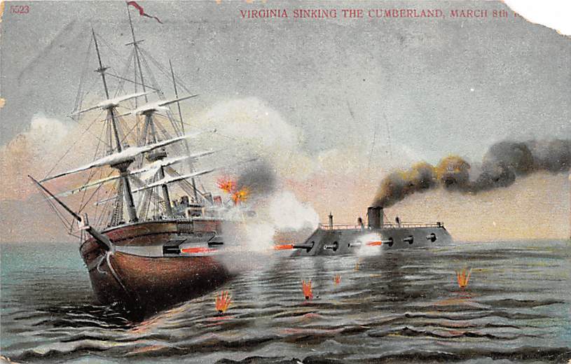 USS Cumberland Sinking By CSS Virginia, Painting Wrecks Ship | Topics ...