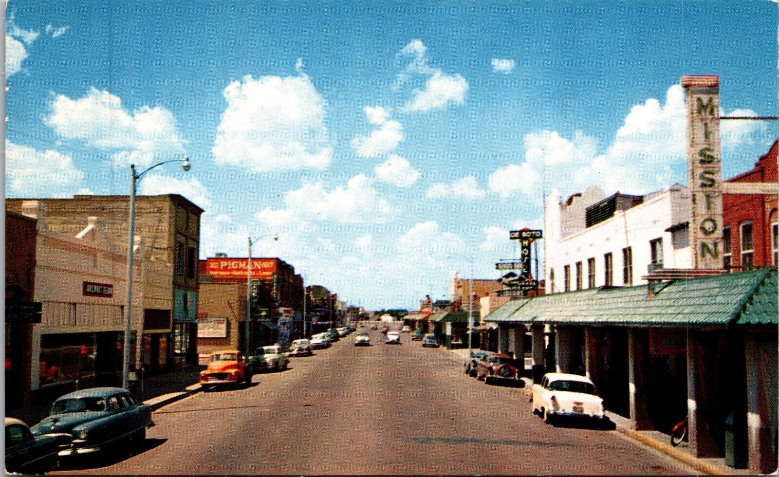 Vintage Dalhart Texas Main Street Postcard Vtg Cars Storefronts Pigman ...
