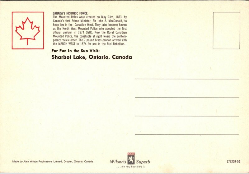 Vintage Continental Postcard Royal Canadian Mounted Police Canada's ...