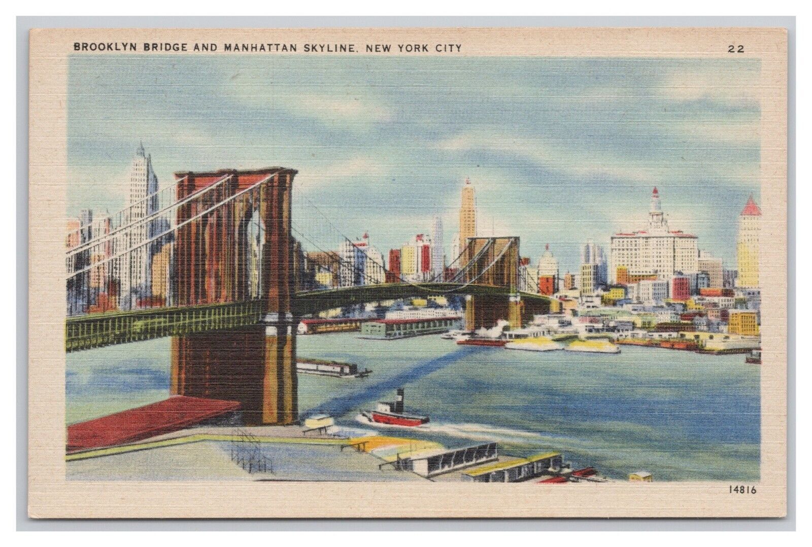 New York City Brooklyn Bridge And Manhattan Skyline Postcard | United ...
