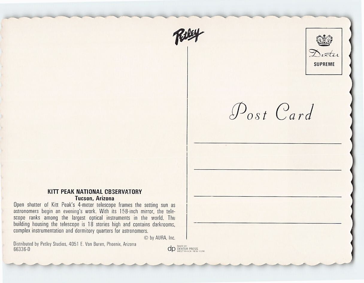 Postcard Open shutter of telescope, Kitt Peak National Observatory ...