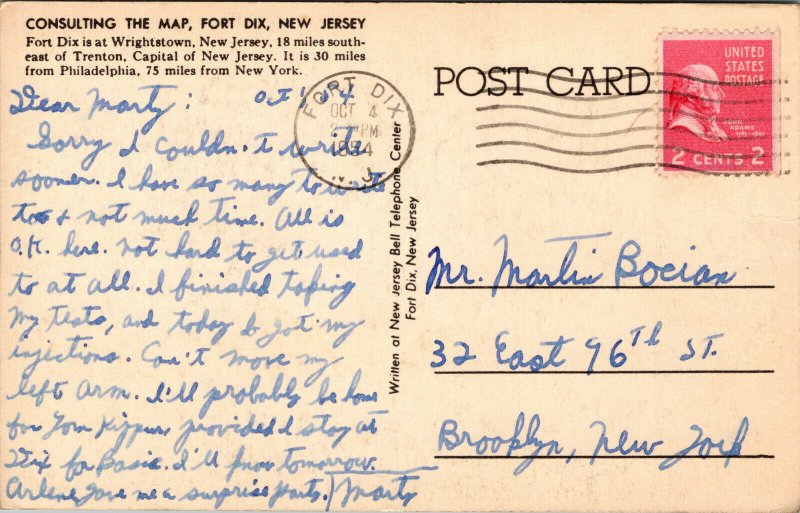 Vtg 1950s Consulting the Map Fort Dix Wrightstown New Jersey NJ ...