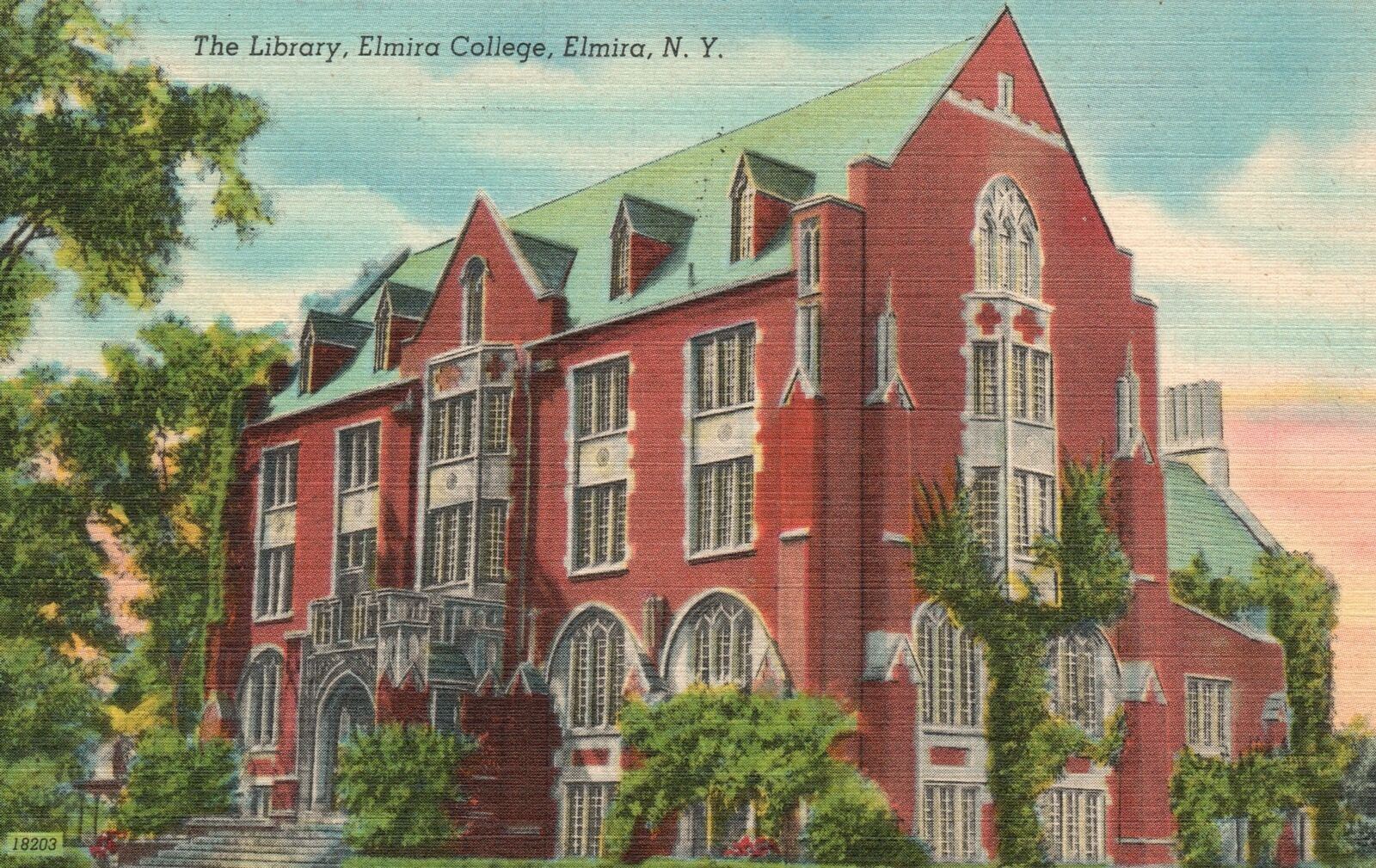 Vintage Postcard 1930's The Library Elmira College Elmira New York QCPC ...