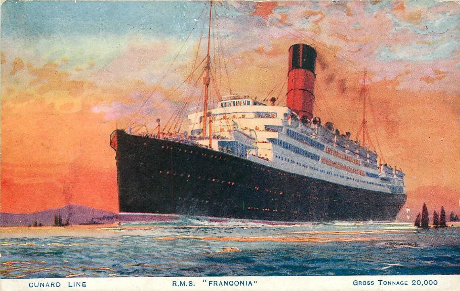 Postcard 1920s Cunard Steamship RMS Franconia advertising TR24-2354 ...
