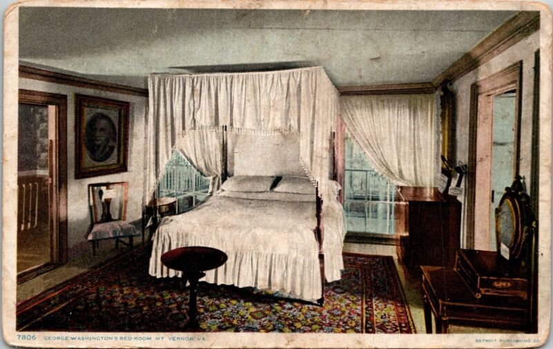 George Washingtons Bedroom Historical Mount Vernon Virginia WB Postcard ...