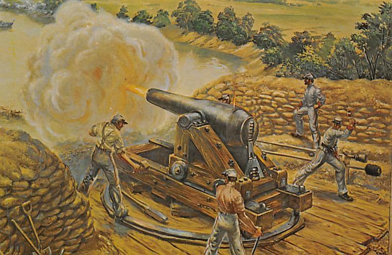 Fort Darling, 10 inch Columbia had gun crew in action USA Civil War ...