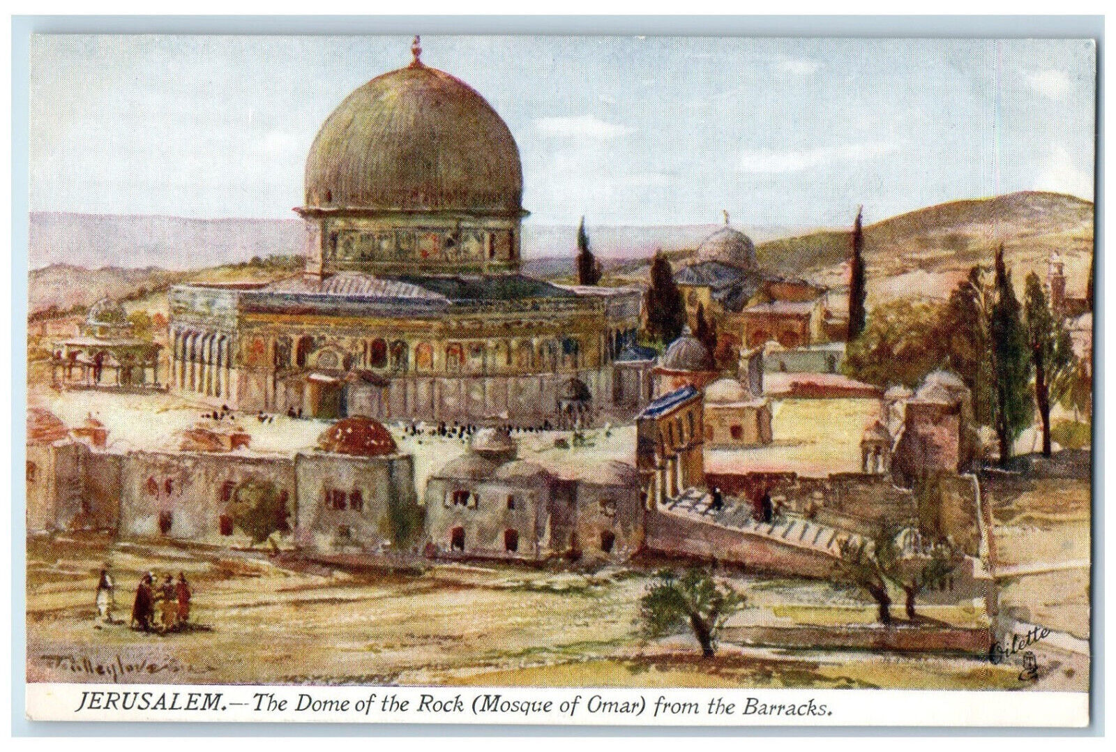 c1910 Jerusalem The Dome of Rock Mosque of Omar Oilette Tuck Art ...