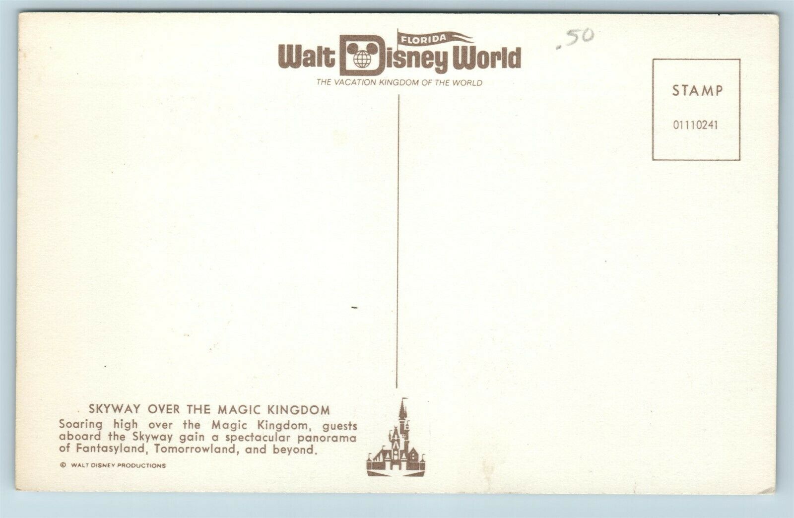 Postcard FL Walt Disney World Skyway Ride Over Magic Kingdom Vintage ...