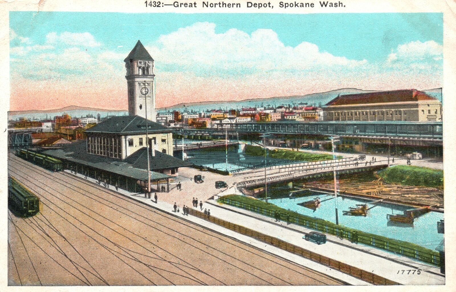 Vintage Postcard 1920's Great Northern Depot & Clock Tower Spokane ...