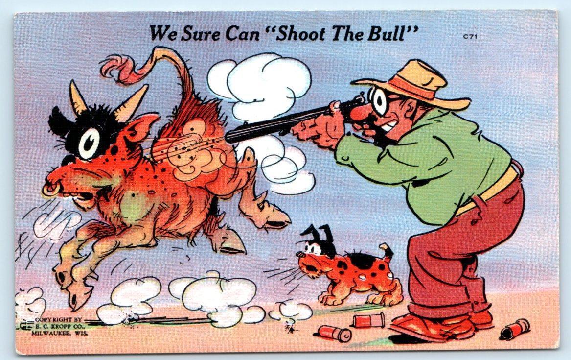 RAY WALTERS Comic "We Sure Can SHOOT THE BULL" Kropp c1940s Linen ...