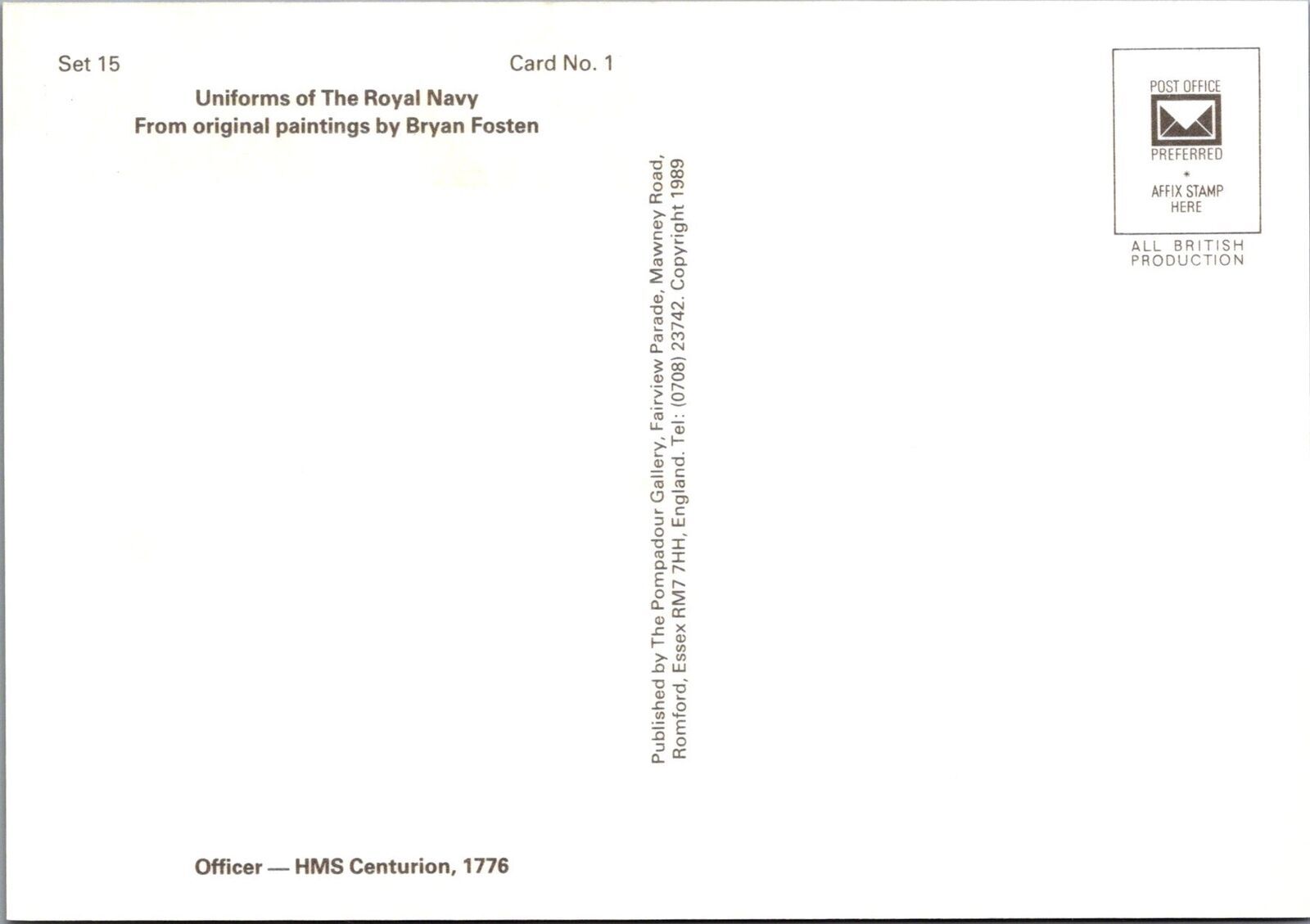 Military Art Postcard - Uniforms of The Royal Navy, Artist Bryan Fosten ...