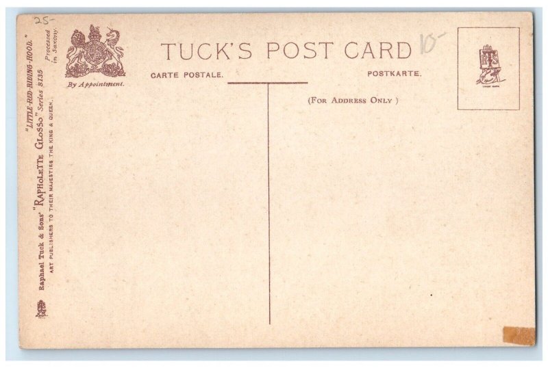 c1910's Girl Little Red Riding Hood Dog Sat On Log Tuck's Antique ...