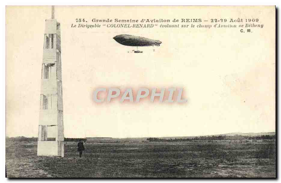 Old Postcard Jet Aviation Zeppelin Airship Colonel Renard evolving on ...