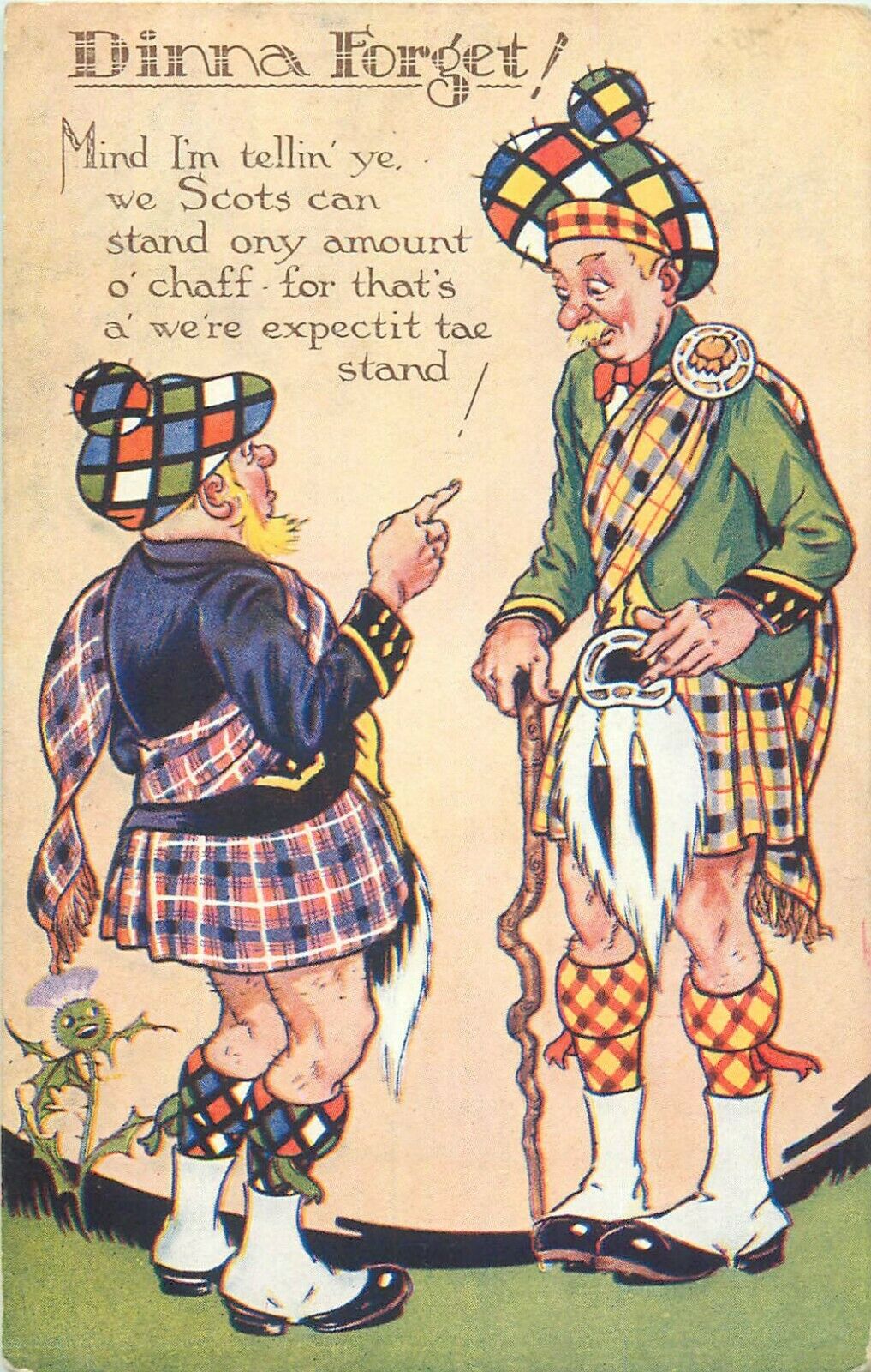 Pawky scot series humour postcard scots kilt comic caricatures Diana ...