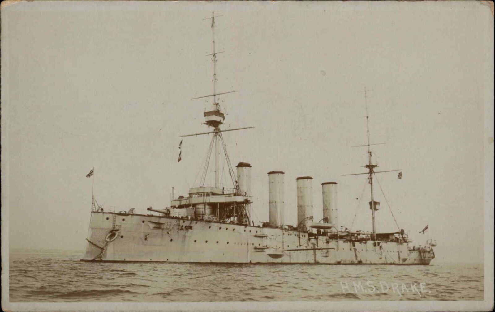 WWI Vintage RPPC British Navy BATTLESHIP HMS Drake Real Photo | Other ...