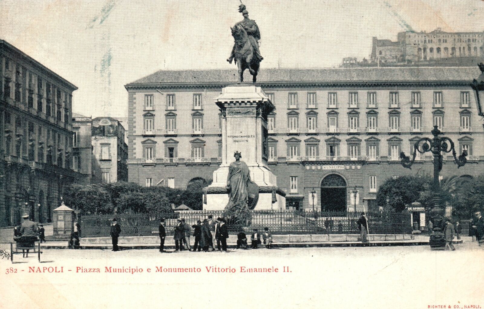 Vintage Postcard 1900s Piazza Municipio Monumento Vittorio Emannele II ...