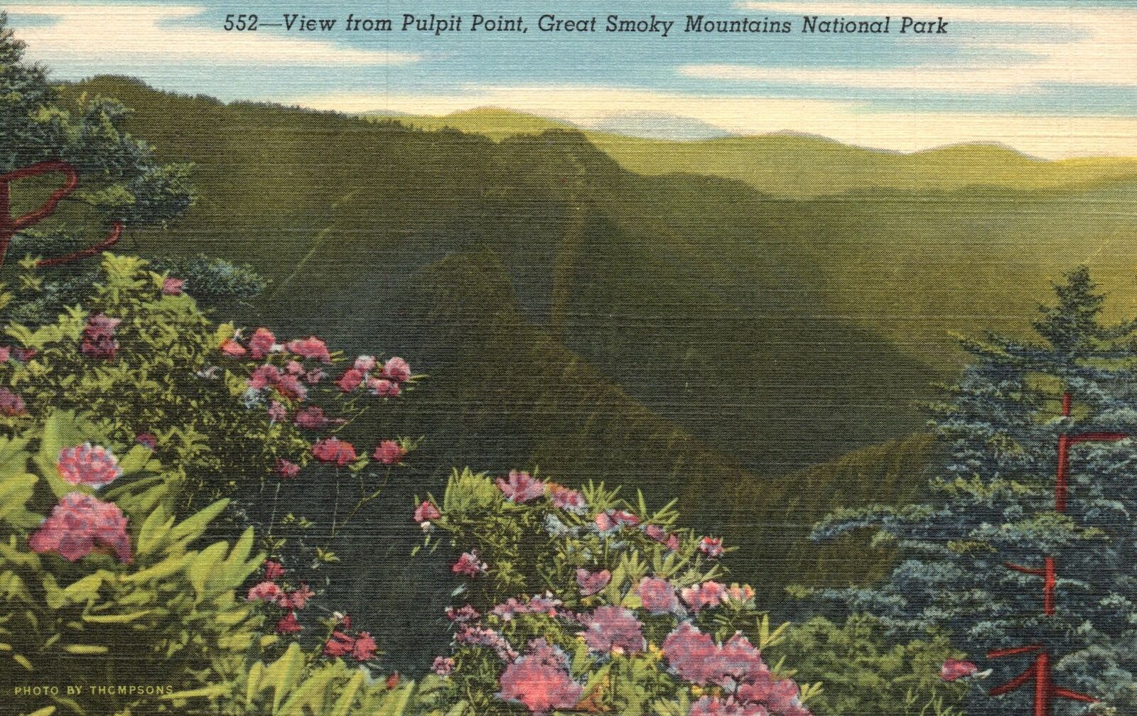 Vintage Postcard View From Pulpit Point Great Smoky Mountains National ...