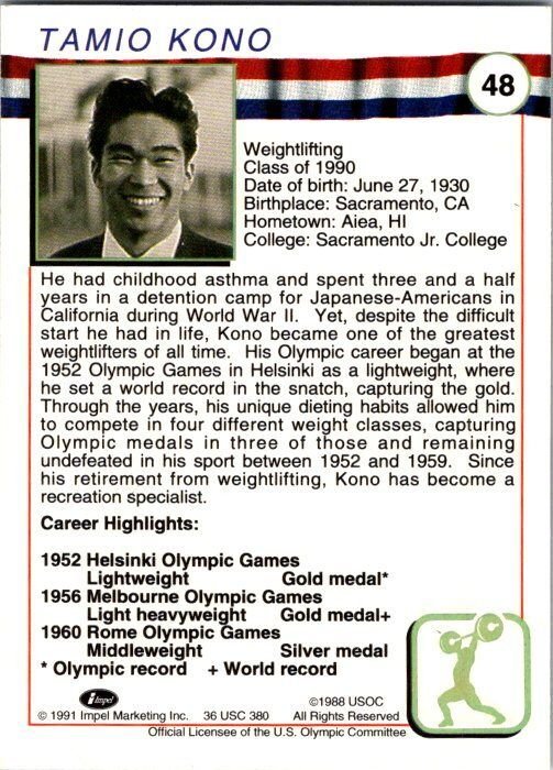 1991 Olympic Games Card Tommy Kono Weightlifting sk3158 | Topics ...
