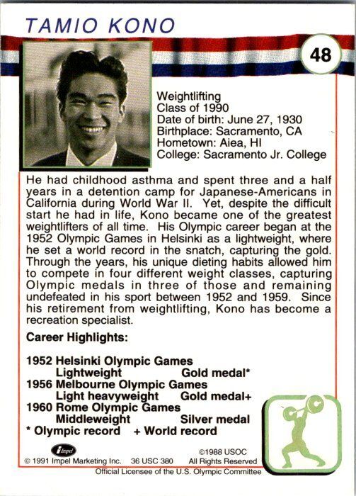 1991 Olympic Games Card Tommy Kono Weightlifting sk3158 | Topics ...
