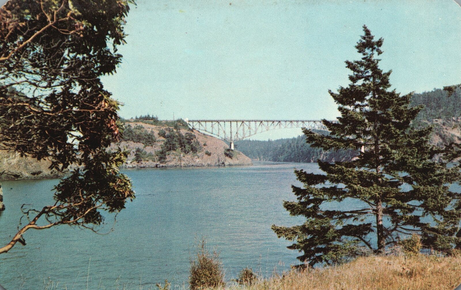 Vintage Postcard Deception Pass Bridge Lighthouse Point Marine View ...