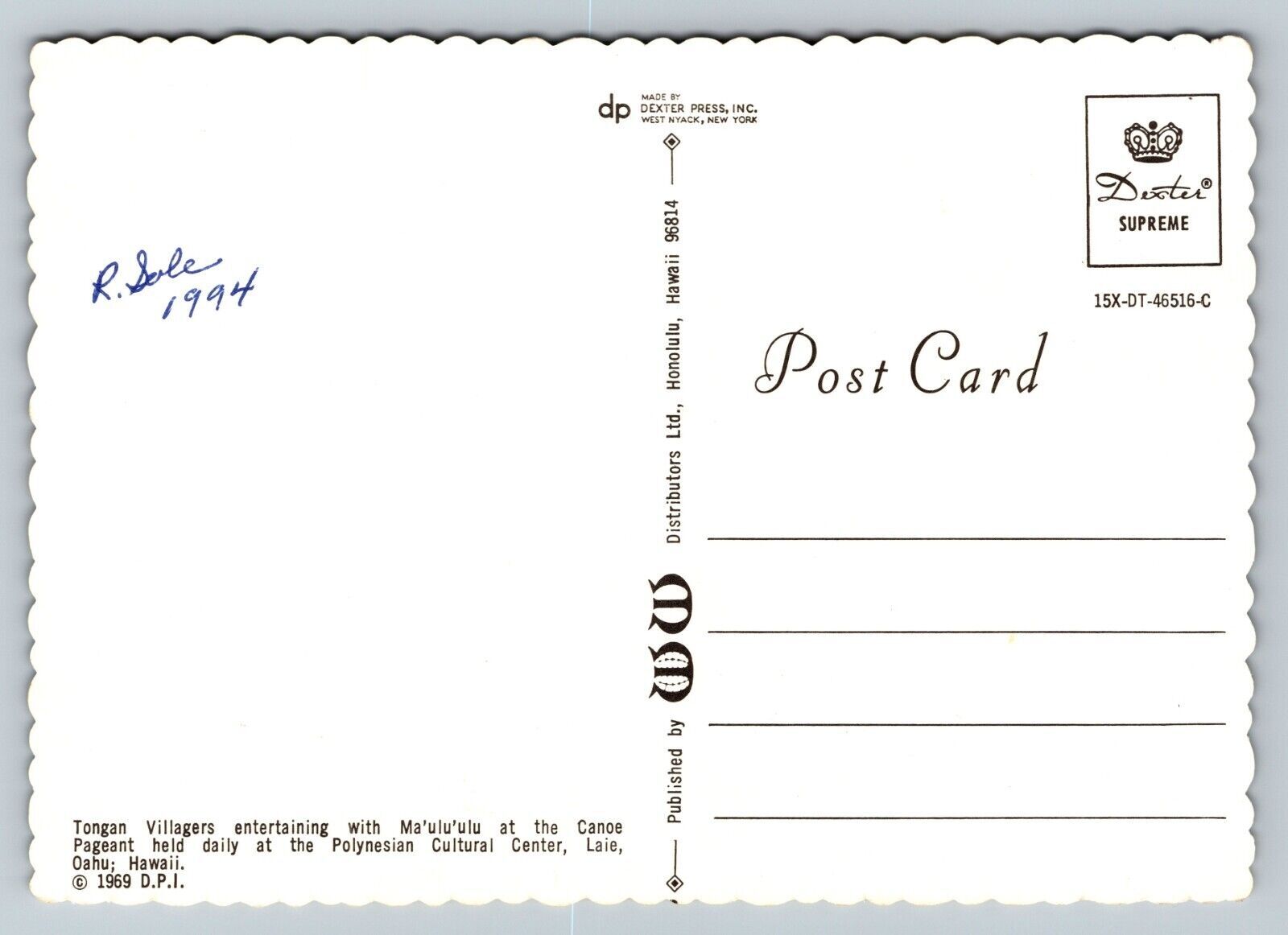 Villagers Of Tonga Polynesian Cultural Center Laie Oahu Hawaii Vintage ...